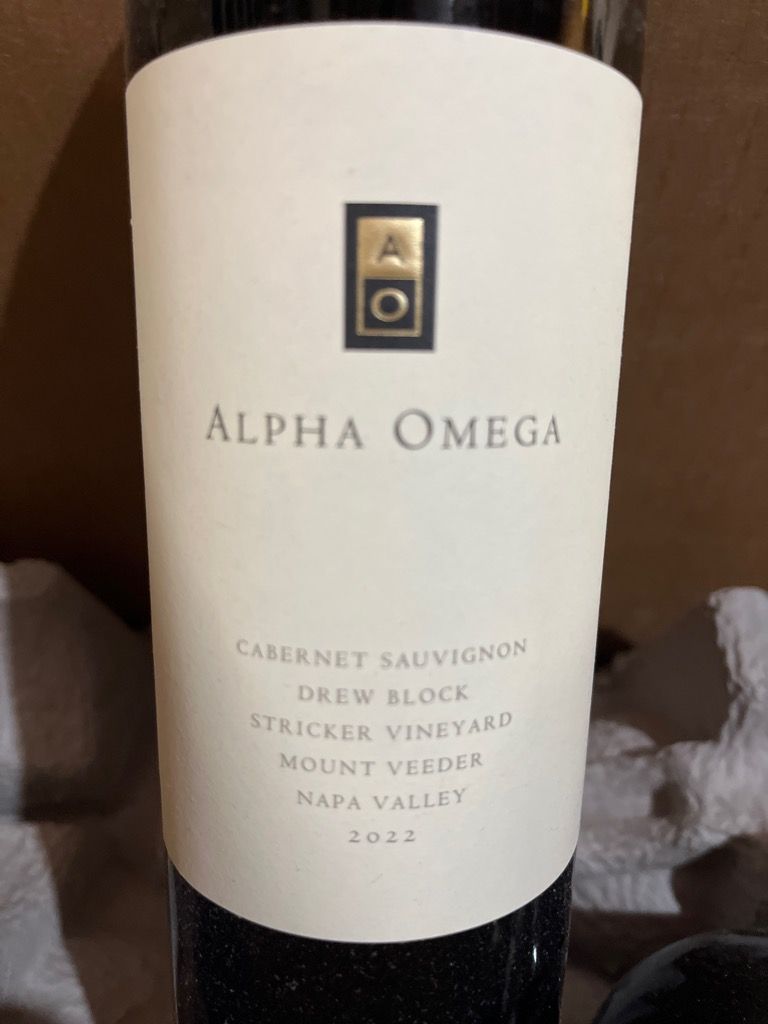 2022 Alpha Omega Cabernet Sauvignon Drew Block Stricker Vineyard, USA ...