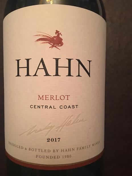 2017 Hahn Merlot, USA, California, Central Coast, Arroyo Seco ...