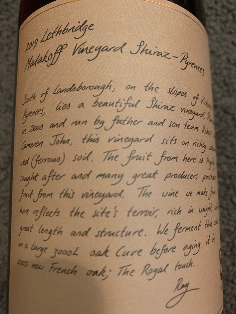 2019 Lethbridge Wines Shiraz Malakoff Vineyard, Australia, Victoria ...