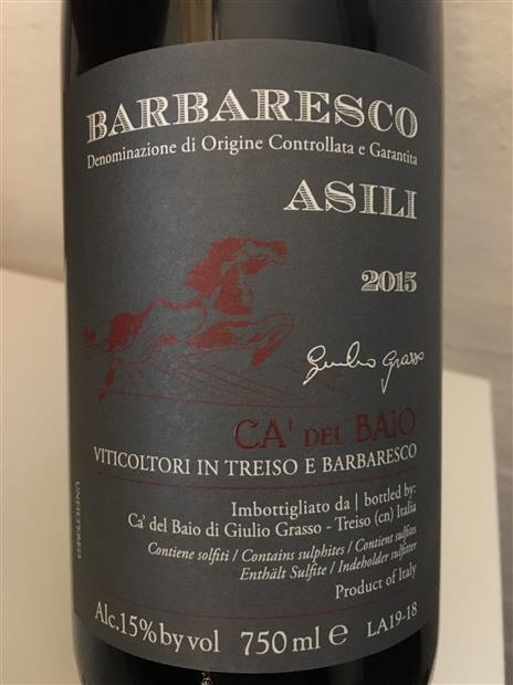 2015 Ca' del Baio Barbaresco Asili, Italy, Piedmont, Langhe, Barbaresco - CellarTracker