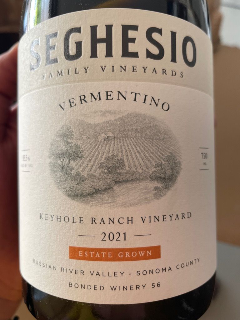 2022 Seghesio Family Vineyards Vermentino Estate Grown Keyhole Vineyard ...