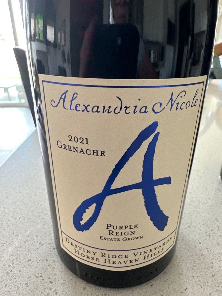 2021 Alexandria Nicole Grenache Purple Reign Destiny Ridge Vineyards ...