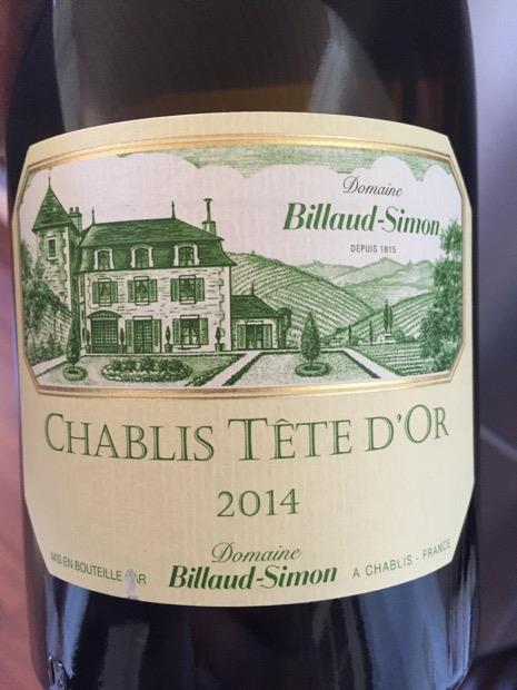 2014 Domaine Billaud-Simon Chablis Tête d'Or, France, Burgundy, Chablis ...