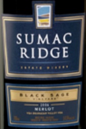 2008 Sumac Ridge Merlot Black Sage Vineyard, Canada, British Columbia ...