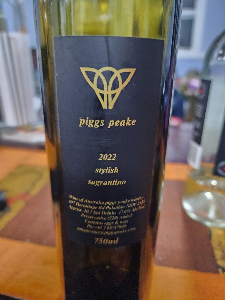 2022 Piggs Peake Sagrantino Stylish, Australia, New South Wales, Hunter ...