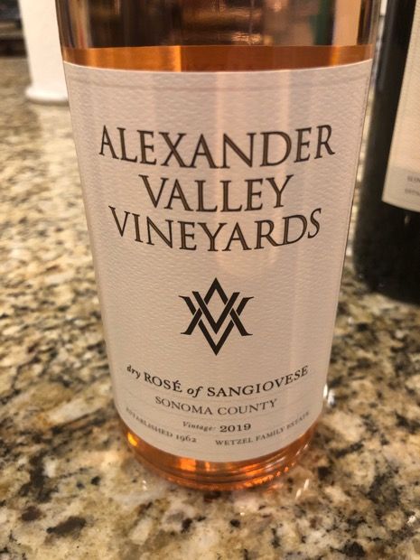 2019 Alexander Valley Vineyards Sangiovese Dry Rosé of Sangiovese, USA ...