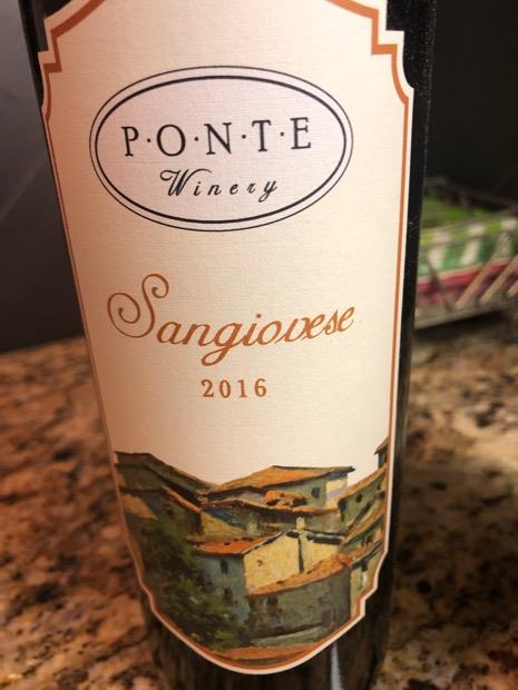 2016 Ponte Winery Sangiovese, USA, California - CellarTracker