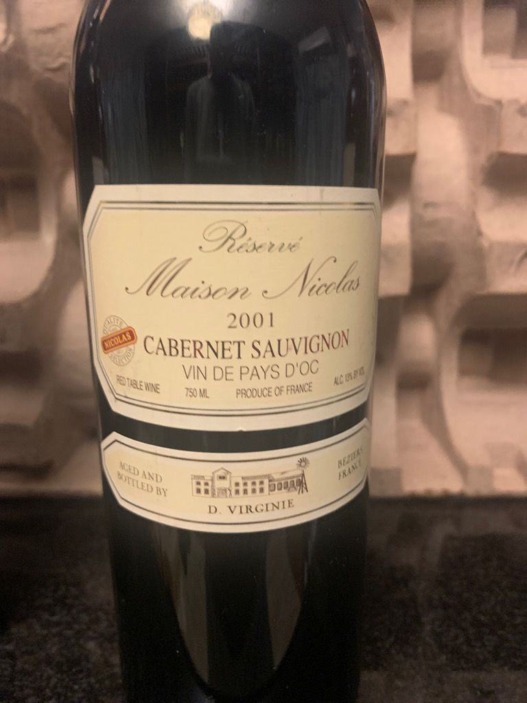 2001 Maison Nicolas Cabernet Sauvignon Reserve, France, Languedoc ...
