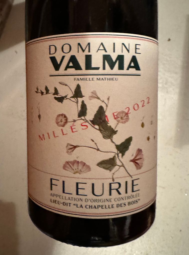 2022 Domaine Valma Fleurie La Chapelle Des Bois, France, Burgundy ...