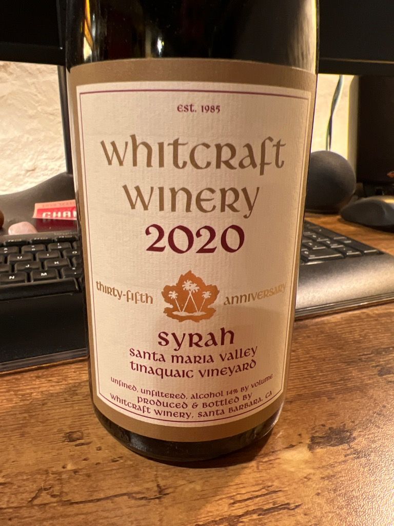 2020 Whitcraft Winery Syrah Stolpman Vineyard, USA, California, Central ...