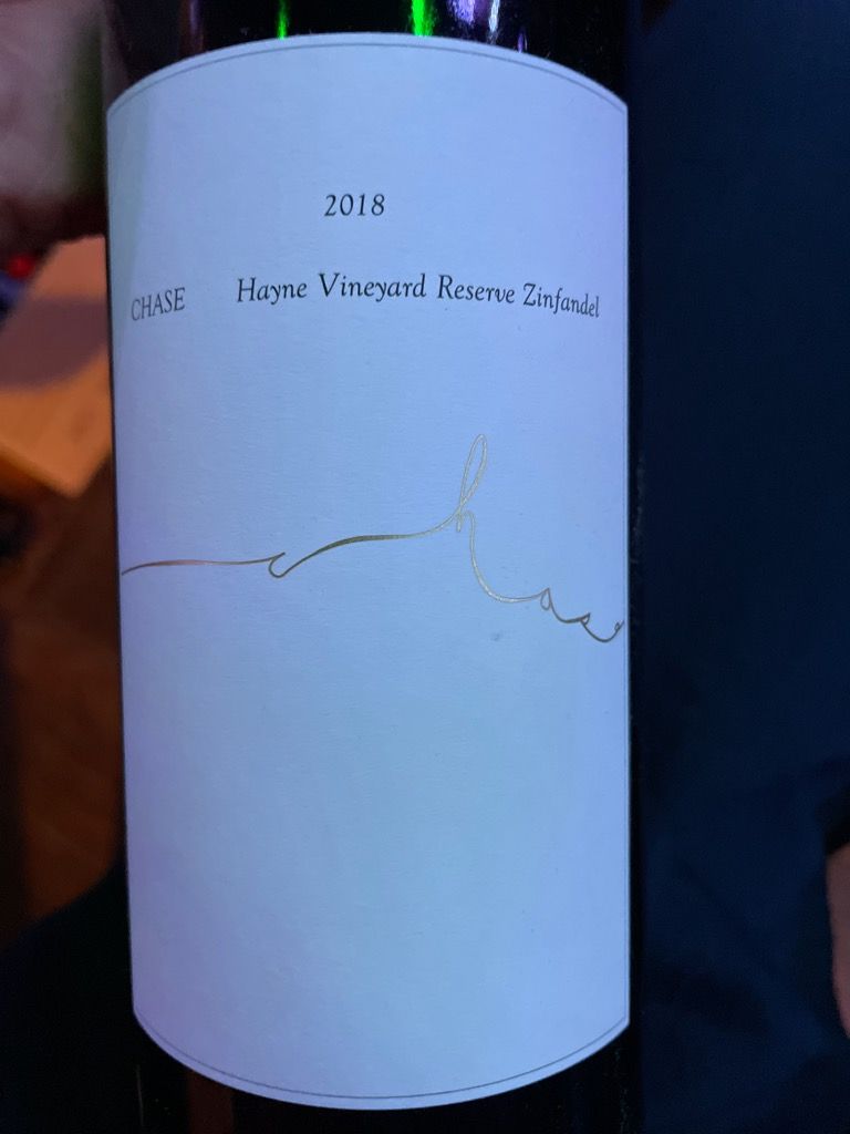 2018 Chase Zinfandel Heritage Vine Reserve Hayne Vineyard, USA ...