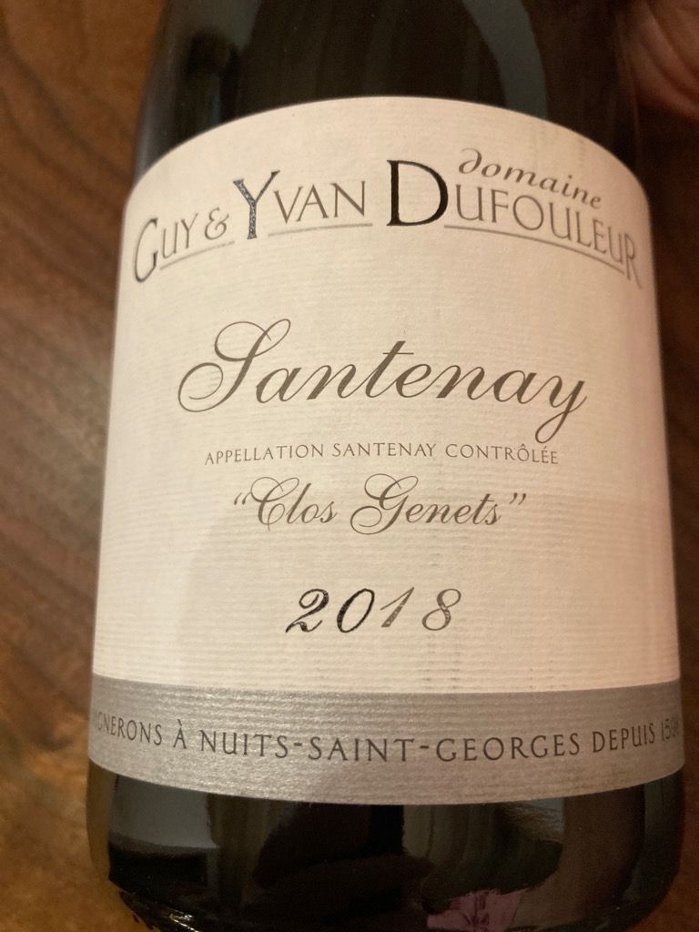 2018 Domaine Guy & Yvan Dufouleur Santenay Clos Genets Blanc, France ...