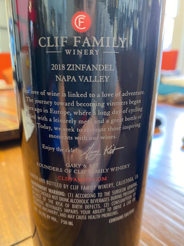 2020 Clif Family Winery Zinfandel, USA, California, Napa Valley ...
