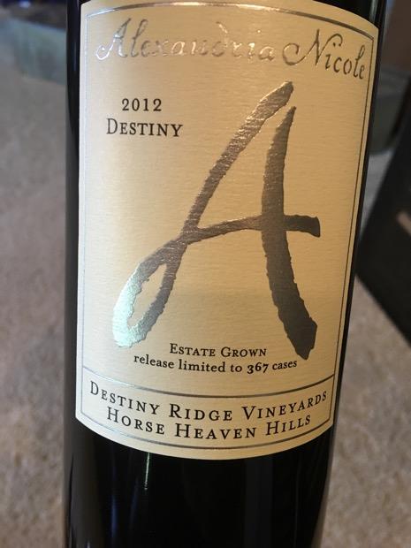 2014 Alexandria Nicole Destiny Ridge Vineyards, USA, Washington ...