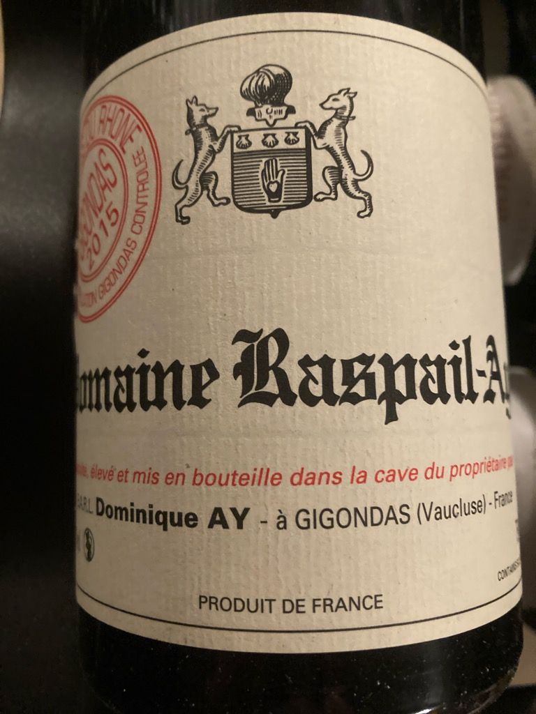 2015 Domaine Raspail-Ay Gigondas, France, Rhône, Southern Rhône ...