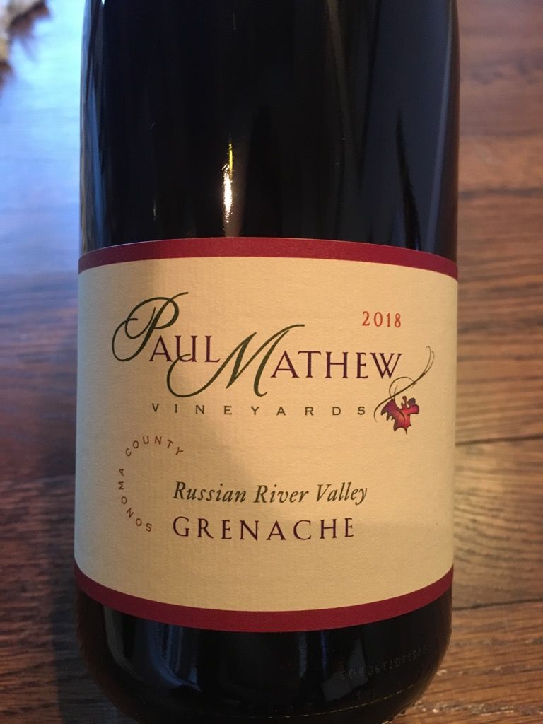 2018 Paul Mathew Grenache, USA, California, Sonoma County, Russian ...