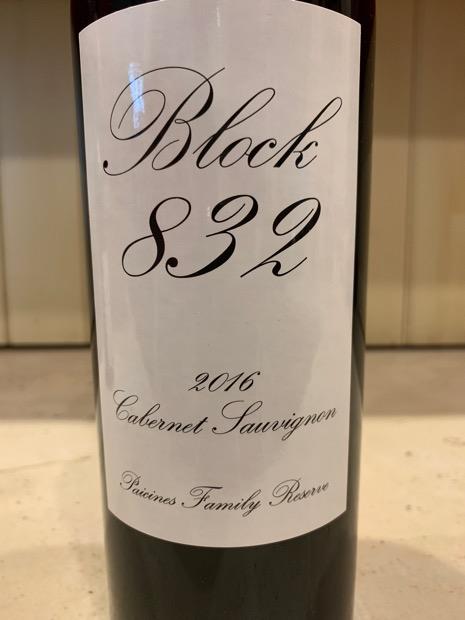 2016 Vineyard Block Estate Cabernet Sauvignon Block 832 Paicines Family ...