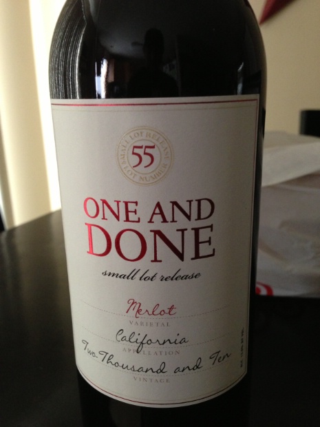 2010 One And Done Merlot small lot release, USA, California - CellarTracker