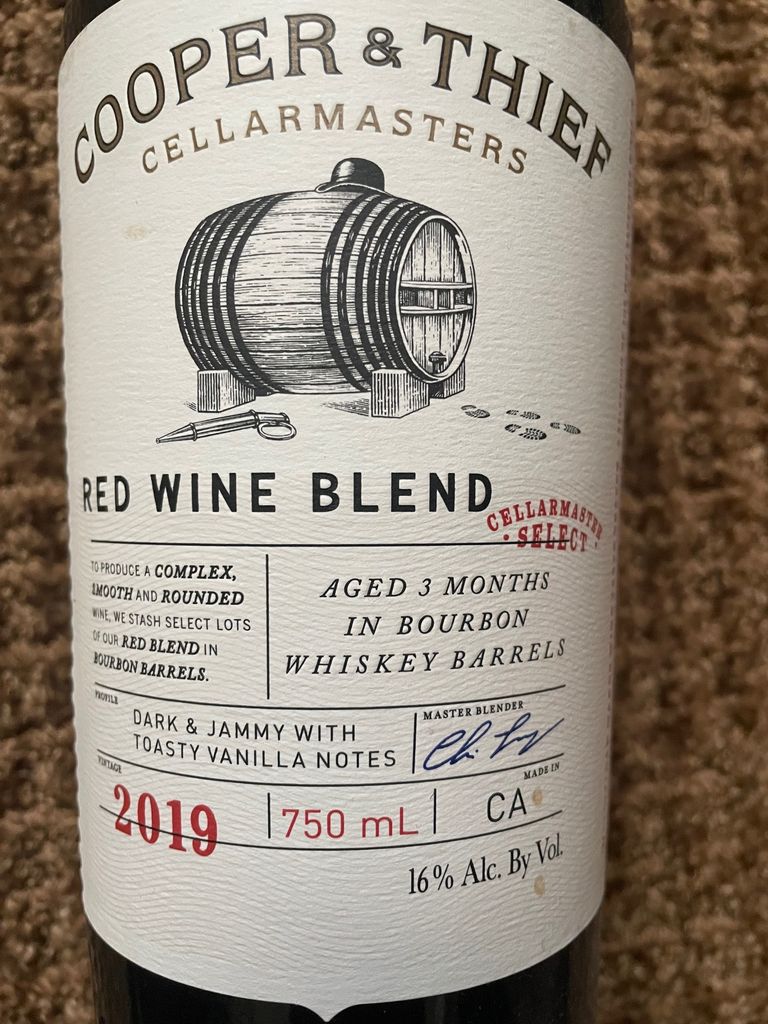 2021 Cooper and Thief Cellarmasters Red Wine Blend Aged in Bourbon ...