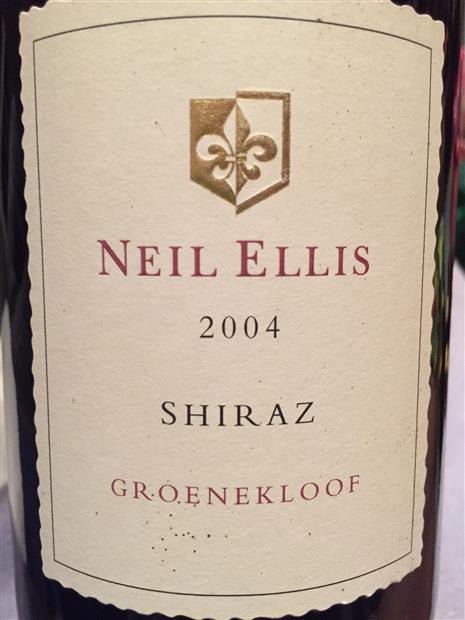 2004 Neil Ellis Shiraz Vineyard Selection Groenekloof, South Africa ...