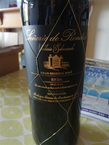 2001 Bodegas Saenz de Santamaria Rioja Senorio de Rondan Grand Reserva ...