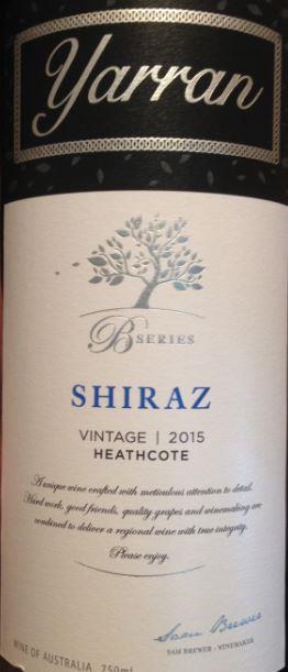 2015 Yarran Wines Shiraz B Series, Australia, Victoria, Central ...
