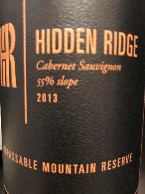2013 Hidden Ridge Cabernet Sauvignon Impassable Mountain Reserve, USA ...