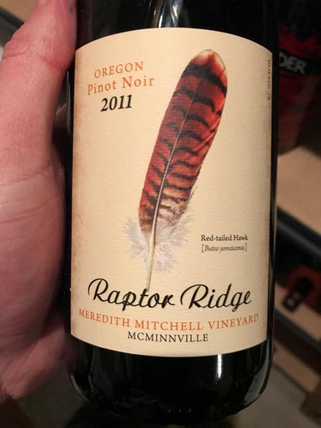 2011 Raptor Ridge Pinot Noir Meredith Mitchell Vineyard, USA, Oregon ...