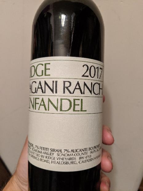 2017 Ridge Zinfandel Pagani Ranch, USA, California, Sonoma County ...
