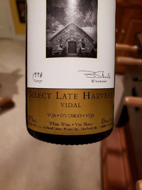 1998 Vineland Estates Winery Vidal Select Late Harvest, Canada, Ontario ...