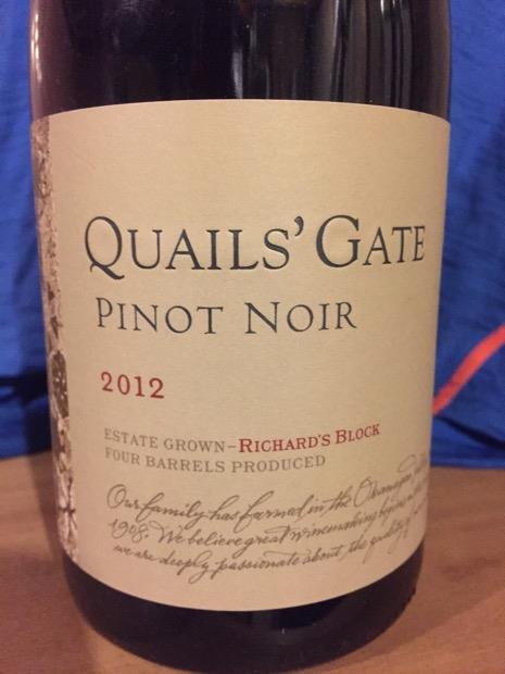 2008 Quails' Gate Estate Winery Pinot Noir Richard's Block, Canada ...