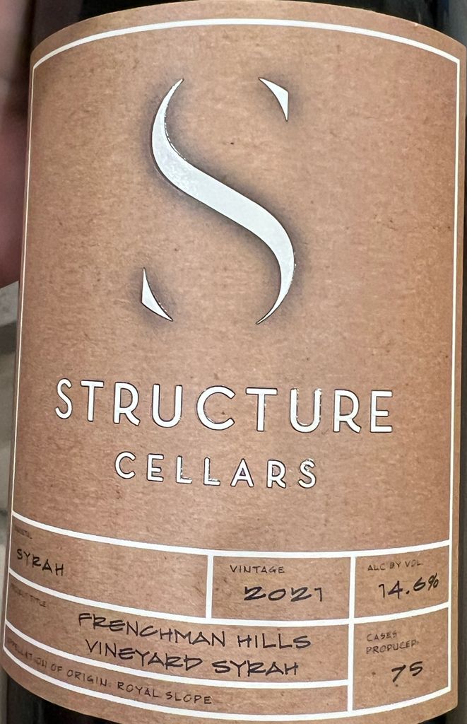 2021 Structure Cellars Syrah Frenchman Hills Vineyard, USA, Washington ...