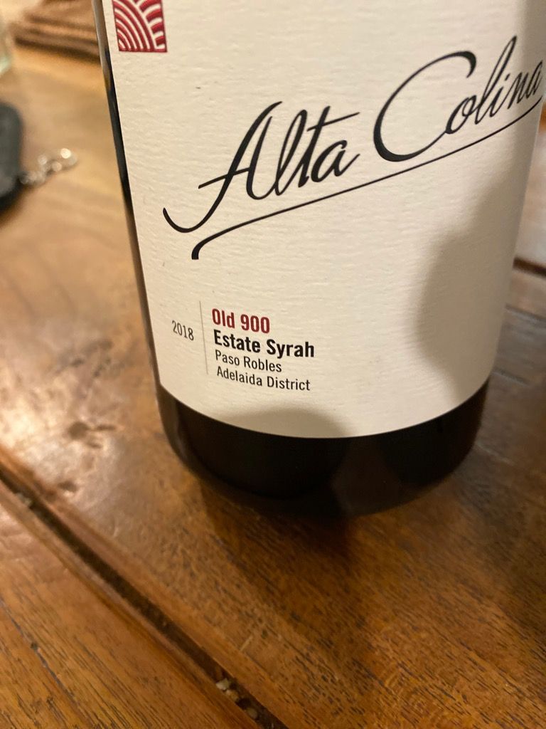 2018 Alta Colina Syrah Old 900, USA, California, Central Coast, Paso ...
