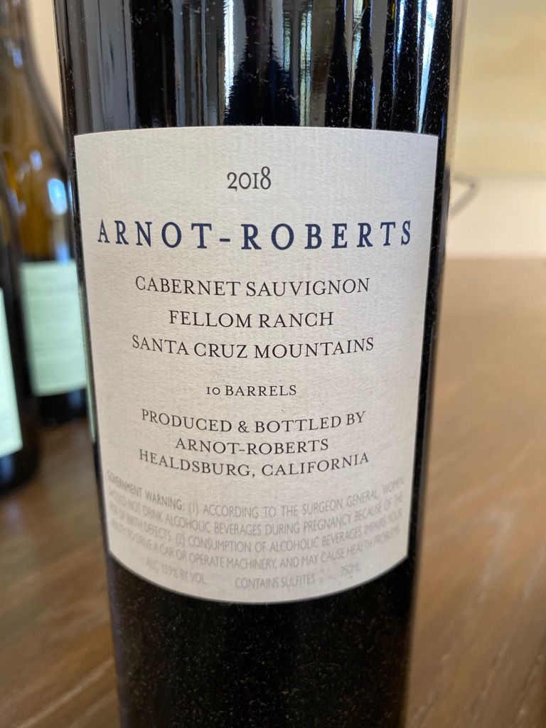 2018 Arnot-Roberts Cabernet Sauvignon Fellom Ranch, USA, California ...