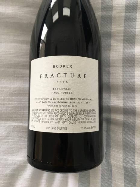2016 Booker Vineyard Syrah Fracture, USA, California, Central Coast ...