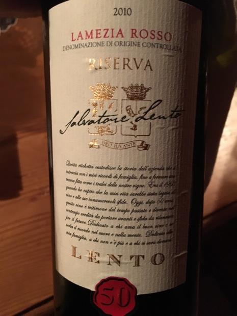 2012 Cantine Lento Lamezia Rosso Riserva, Italy, Calabria, Lamezia ...