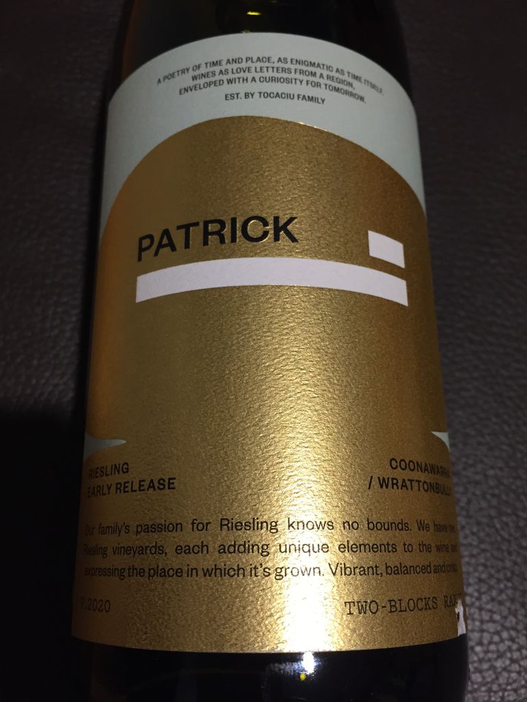 2020 Patrick Riesling, Australia, South Australia, Limestone Coast ...