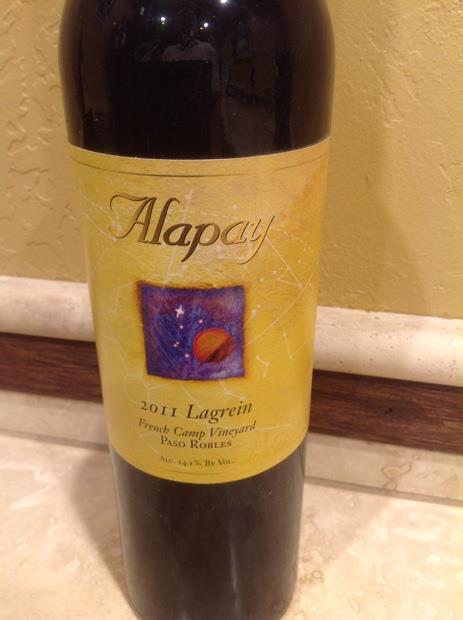 2012 Alapay Cellars Lagrein, USA, California, Central Coast, San Luis ...