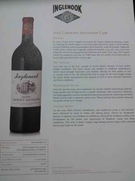 2012 Inglenook Cabernet Sauvignon Cask, USA, California, Napa Valley ...