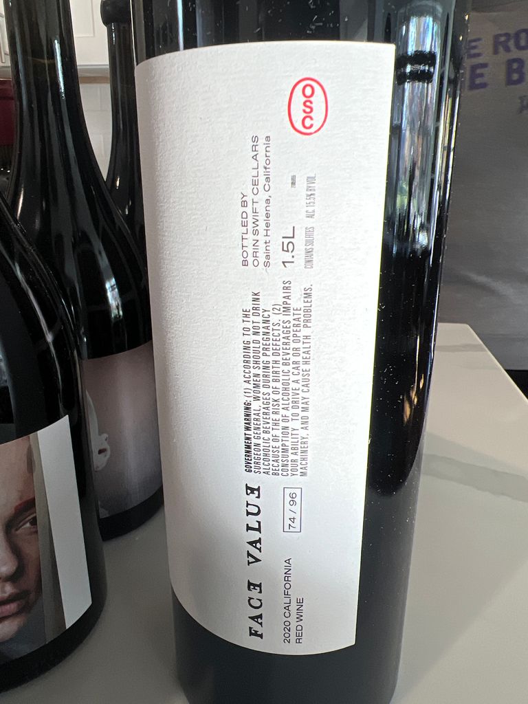 2020 Orin Swift Face Value, USA, California - CellarTracker
