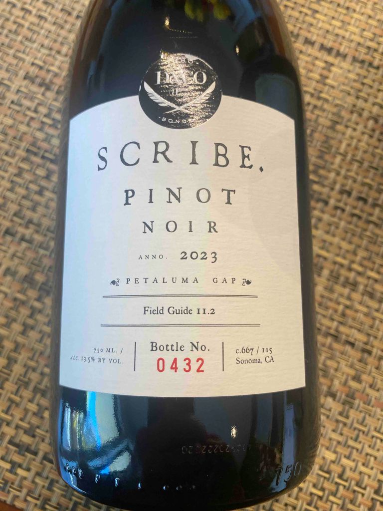 2023 Scribe Pinot Noir Field Guide 11.2, USA, California, Sonoma County ...