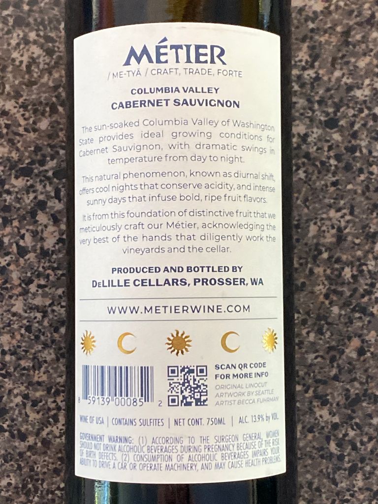 2021 DeLille Cellars Cabernet Sauvignon Métier, USA, Washington ...