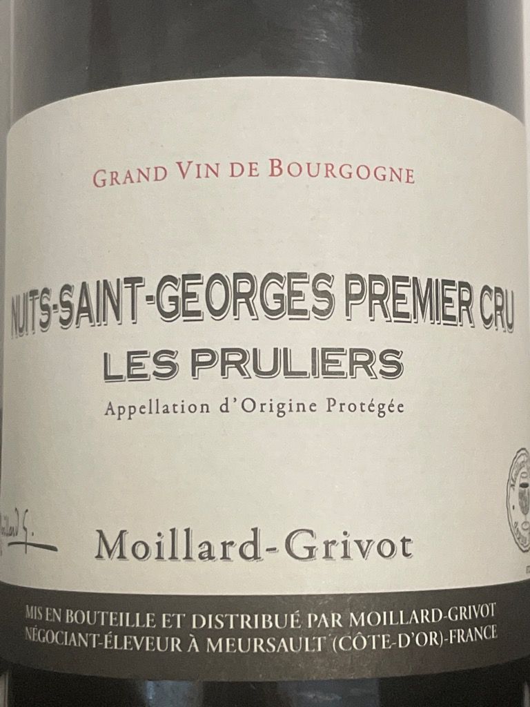 2010 Moillard-Grivot Nuits St. Georges 1er Cru Les Pruliers, France ...