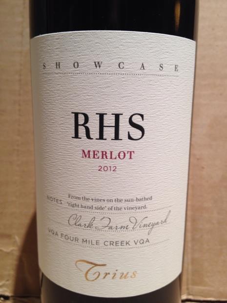 2012 Trius Merlot RHS (Right Hand Side) Clark Farm Vineyard, Canada ...