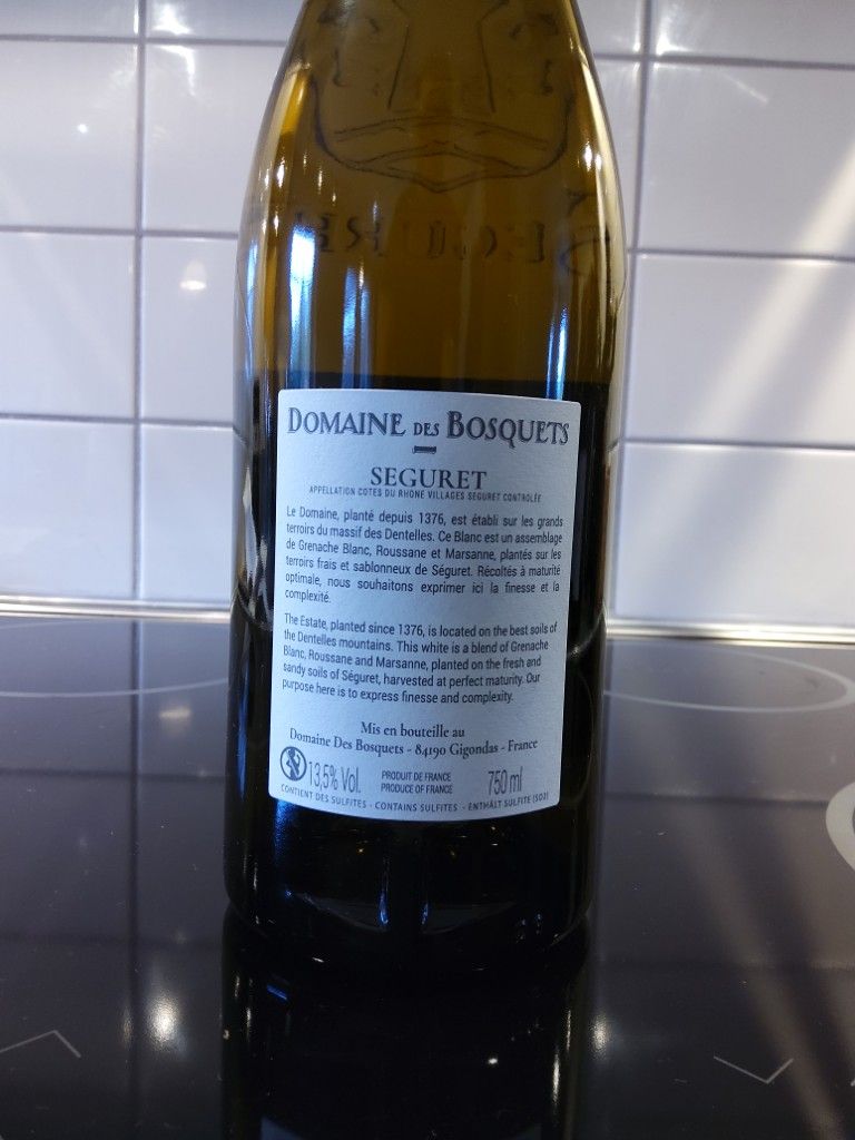 2021 Domaine des Bosquets Côtes du Rhône Villages Séguret Réserve du ...
