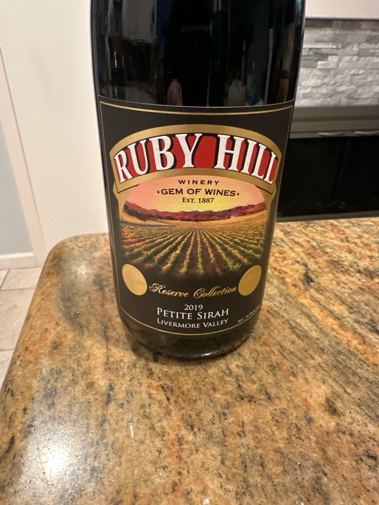 2019 Ruby Hill Winery Petite Sirah Reserve Collection Livermore Valley ...