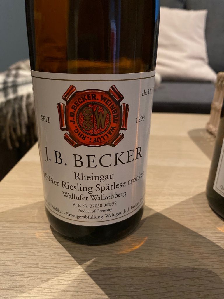 1994 J.B. Becker Wallufer Walkenberg Riesling Spätlese trocken, Germany ...