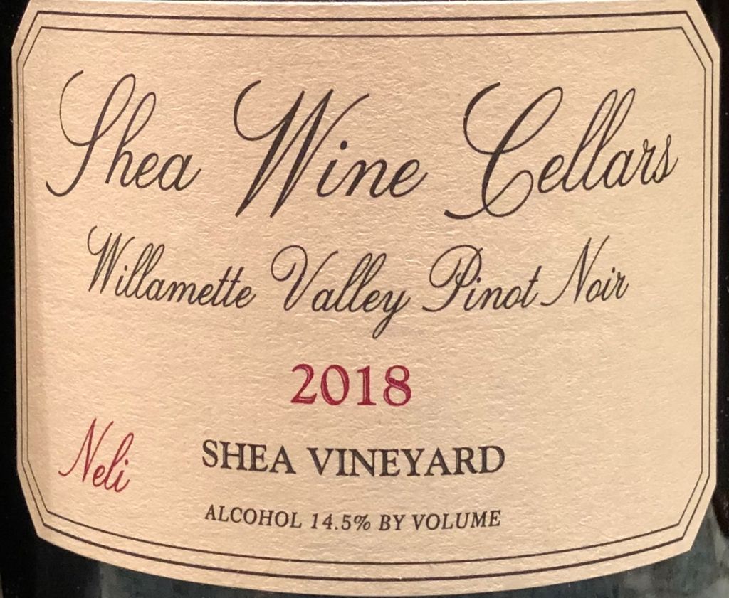 2018 Shea Wine Cellars Pinot Noir NELI Shea Vineyard, USA, Oregon ...