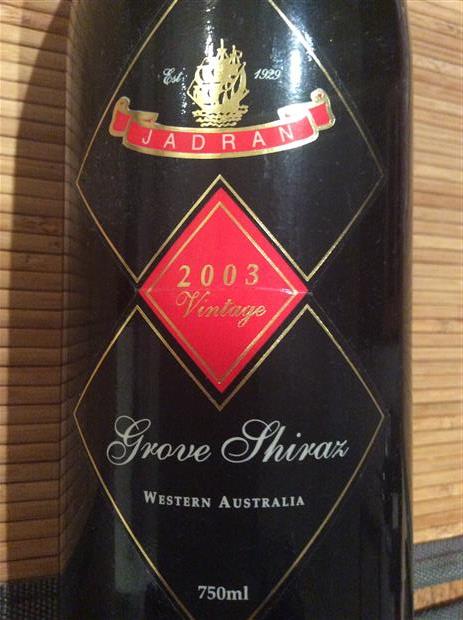 2003 Jadran Shiraz Grove, Australia, Western Australia - CellarTracker