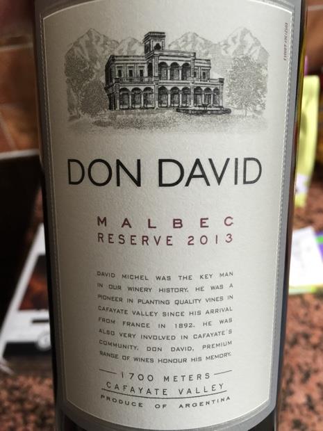 2013 Bodega El Esteco Malbec Don David Reserve, Argentina, Valles ...